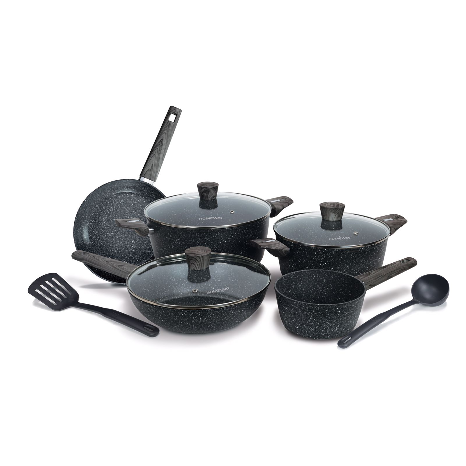 Granite Pots And Pans 10pc Set - HW3690 HOMEWAY - LiveEasy Products Ltd